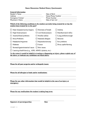 Fillable Online Medical History Questionnaire 01349422 1 Fax Email Print - pdfFiller