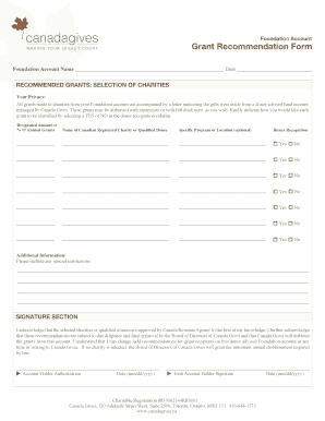 Fillable Online Grant Recommendation Form (PDF) - Canada Gives Fax ...