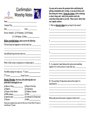 Fillable Online Confirmation Worship Notes.pdf - Trinity Lutheran ...