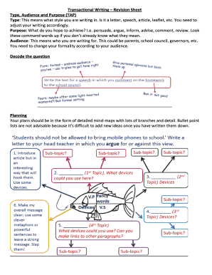 Fillable Online Transactional Writing Revision Sheet Fax Email Print ...