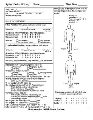 Fillable Online Spine Health History - bdenverbackpainspecialistsbbcomb ...