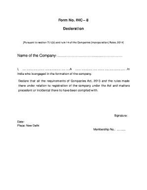 Fillable Online Form No INC 8 Declaration - igicplcom Fax Email Print ...