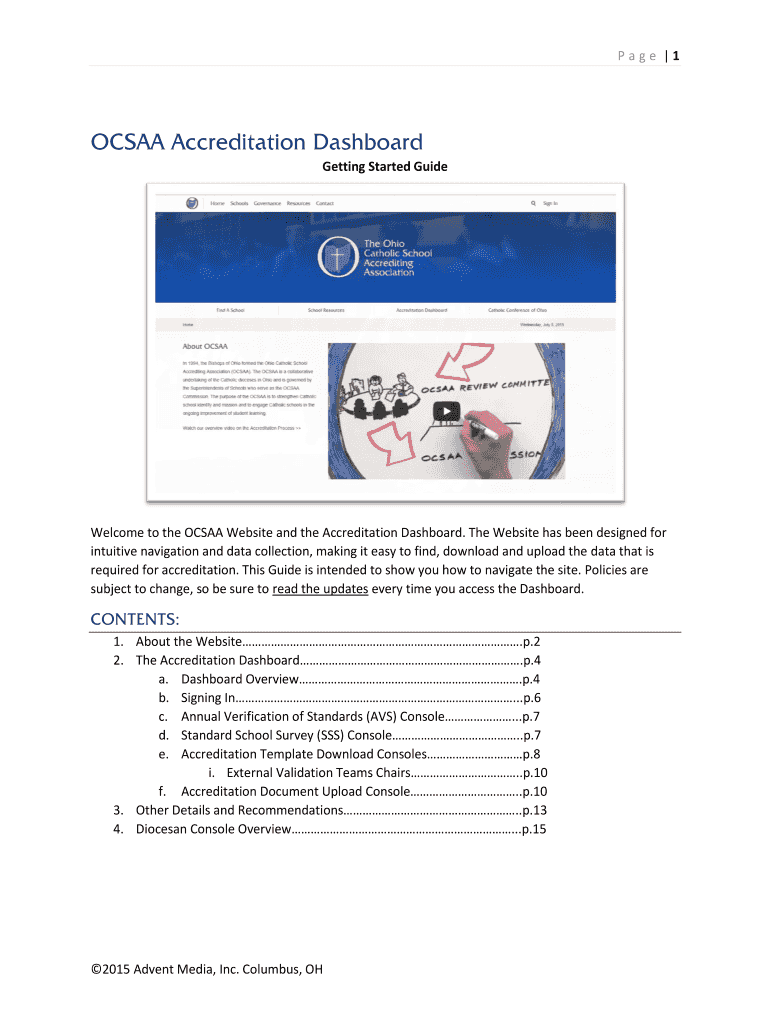 Fillable Online OCSAA Accreditation Dashboard Fax Email Print - pdfFiller