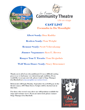 Fillable Online Cast List Template Fax Email Print - pdfFiller