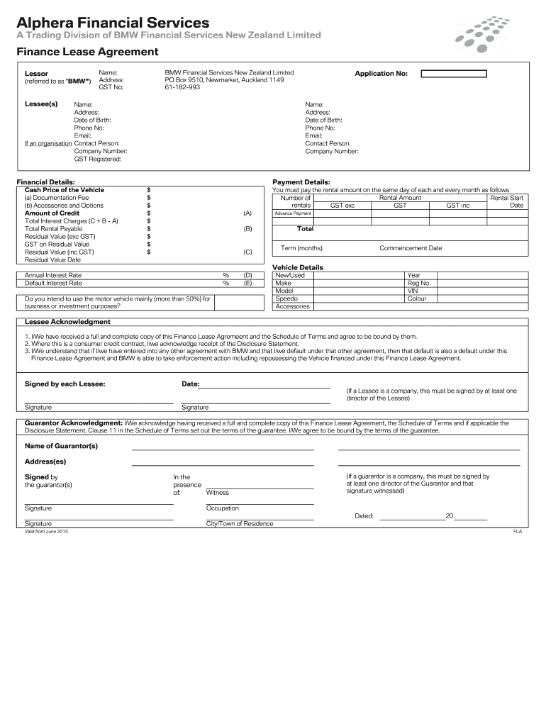 Fillable Online alphera co Finance bLease Agreementb - ALPHERA ...