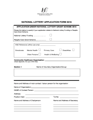 Fillable Online hse Lottery Application bFormb 2016 - HSE - hse Fax ...