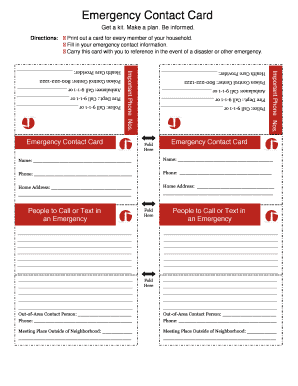 Fillable Online Emergency Contact Card - End Times Warehouse Fax Email ...