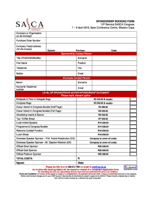 Fillable Online sasca org 12th Biennial SASCA Congress Fax Email Print ...