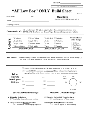 Fillable Online MASTER Build Sheets 04.04.12.pub Fax Email Print ...