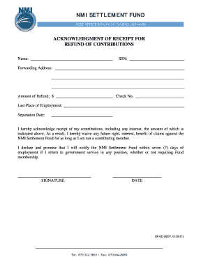 Refund Acknowledgement Receipt - Fill Online, Printable, Fillable, Blank | pdfFiller