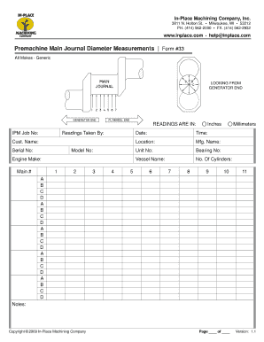 Fillable Online Premachine Main Journal Diameter Measurements bFormb ...