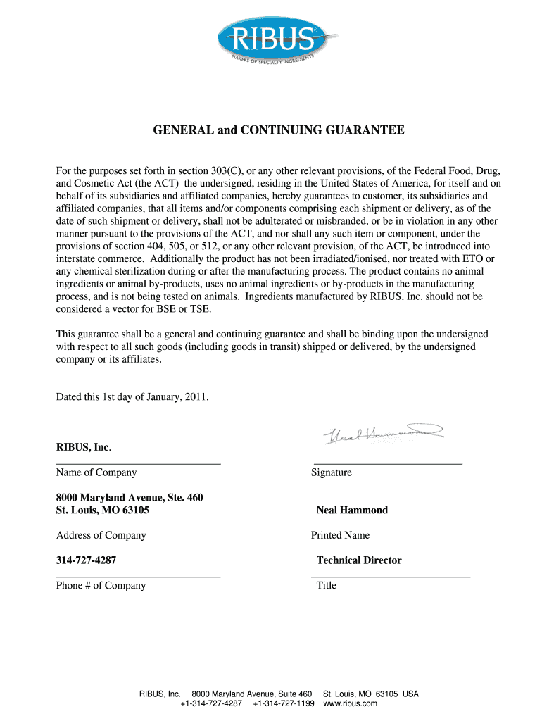 Fillable Online Letter of Continuing Guaranteegeneric Fax Email Print ...