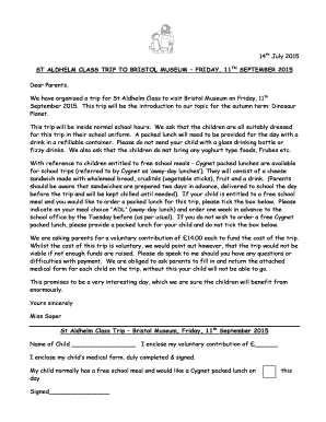 Fillable Online st-josephs-malmesbury wilts sch Class 1 & 2 trip to butts farm - St. Joseph's ...
