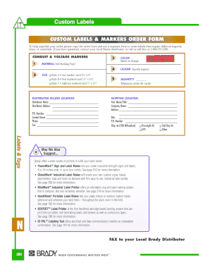 Fillable Online CUSTOM LABELS MARKERS ORDER FORM Fax Email Print ...