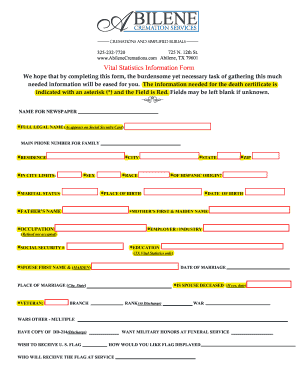 Fillable Online Cremation Forms Packet - Abilene Cremation Services Fax ...