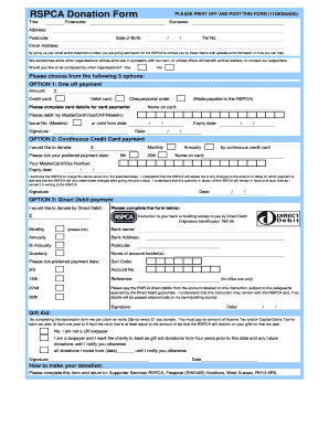 Fillable Online RSPCA Donation Form Fax Email Print - pdfFiller