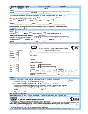 Fillable Online RSPCA donation form - INTERNET Fax Email Print - pdfFiller