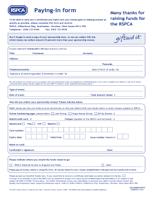 Fillable Online Paying-in form - RSPCA Fax Email Print - pdfFiller