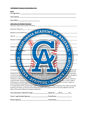 Fillable Online CAB Medical Treatment Authorization Form Fax Email ...