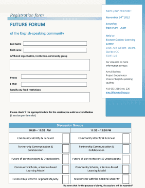 Fillable Online veq Mark your calendar Registration form November 24 ...