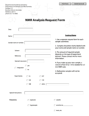 Fillable Online niu NMR Analysis Request Form - Northern Illinois University Fax Email Print ...