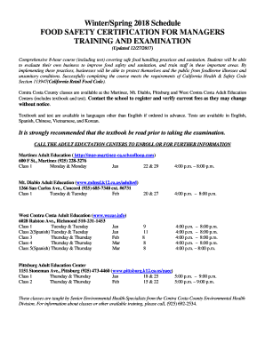 Fillable Online FOOD SAFETY CERTIFICATION FOR MANAGERS Fax Email Print ...