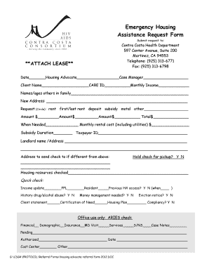 Fillable Online cchealth Emergency Housing Assistance Request Form ...