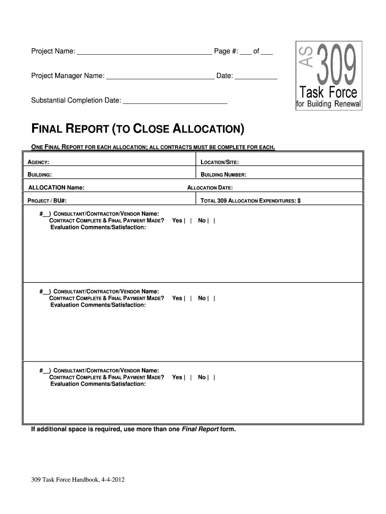Fillable Online Final Report Form Fax Email Print - pdfFiller