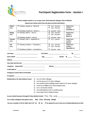 Fillable Online Printable Participant Registration Form - St. Mary ...