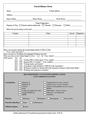 Fillable Online wellspan WF Travel History Form- v7.30#0001 Fax Email ...