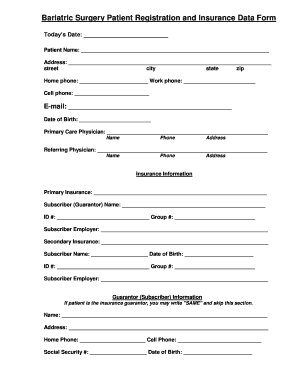 Fillable Online Patient registration and insurance data PDF form ...