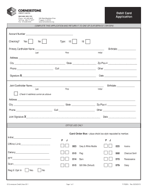 Fillable Online cornerstonecu Debit Card Application - Cornerstone Credit Union Fax Email Print ...