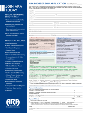 Fillable Online ara MeMbeRship ApplicAtion - Awards and Recognition ...