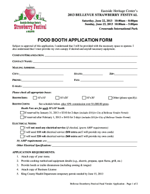 Fillable Online eastsideheritagecenter Food Booth Application Form - CFMM.com Fax Email Print ...