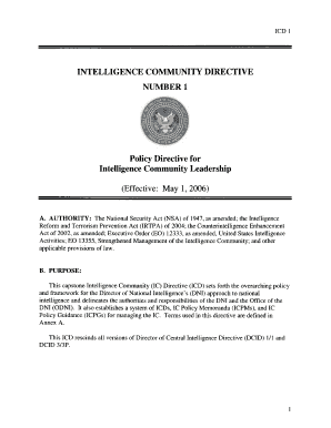 Fillable Online fas Intelligence Community Directive Number 1 Policy ...