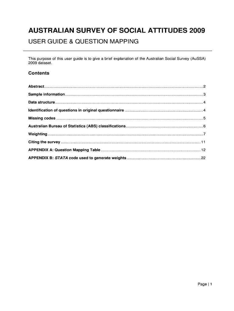 Fillable Online Australian Survey of Social Attitudes 2009 User Guide ...