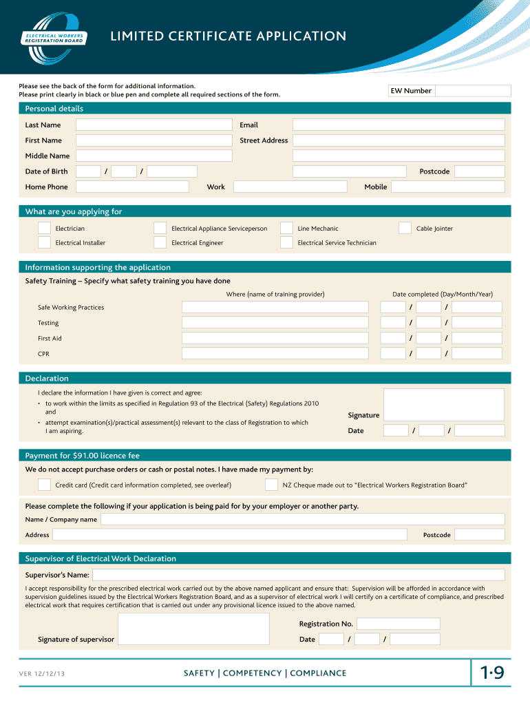 Fillable Online Limited Certificate Application Fax Email Print - pdfFiller