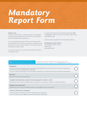 Fillable Online Mandatory Report Form - The New Zealand Teachers Council Fax Email Print - pdfFiller