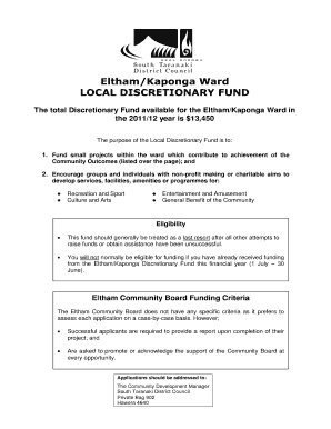 Fillable Online ElthamKaponga Ward LOCAL DISCRETIONARY FUND Fax Email ...