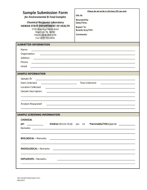Fillable Online Sample Submission Form - Hawaii Department of Health ...