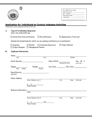 Fillable Online Asbestos Activities Application Form - Hawaii ...