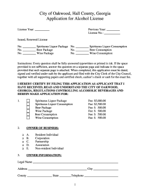 Fillable Online City of Oakwood, Hall County, Georgia Application for ...