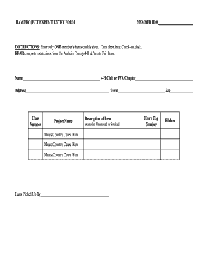 Fillable Online extension missouri Ham Entry Form - University of ...