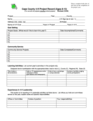 Fillable Online extension missouri Cape Girardeau County Report Form ...