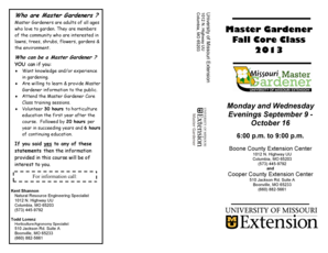 Fillable Online extension missouri Master Gardener Fall Core Class 2013 ...