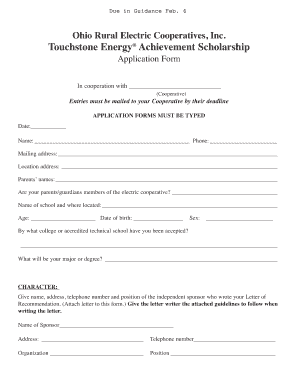 Fillable Online Touchstone scholar form Fax Email Print - pdfFiller