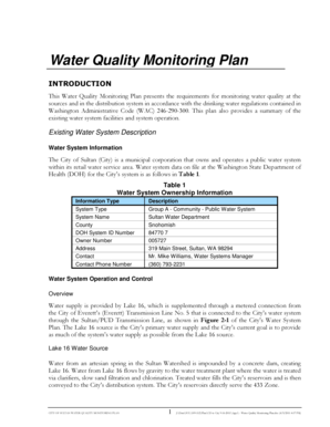 Fillable Online ci sultan wa Water Quality Monitoring Plan - The City ...