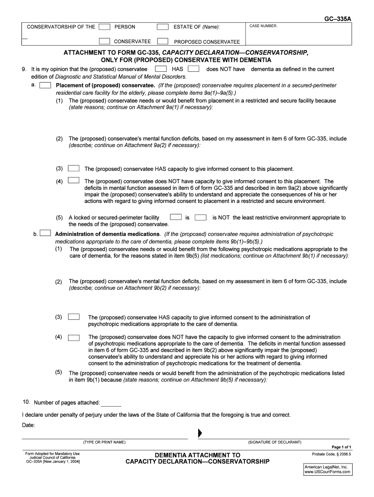 Fillable Online Capacity Declaration—Conservatorship Fax Email Print ...