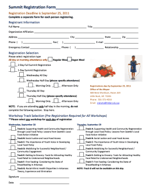 Fillable Online littlerock Summit Registration Form - City of Little ...