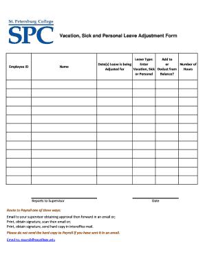 Leave Adjustment Form - Fill Online, Printable, Fillable, Blank | pdfFiller